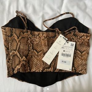 Zara | Tops | Brand New Corset Style Snake Top From Zara | Poshmark